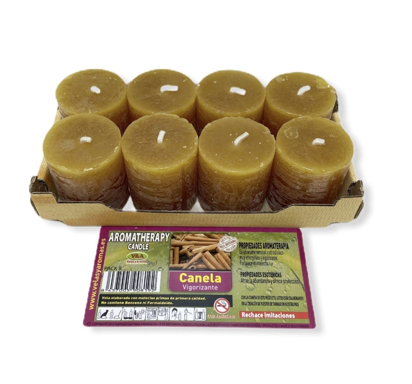 Velas de Canela en Pack de 8 para Aromaterapia y Hechizos