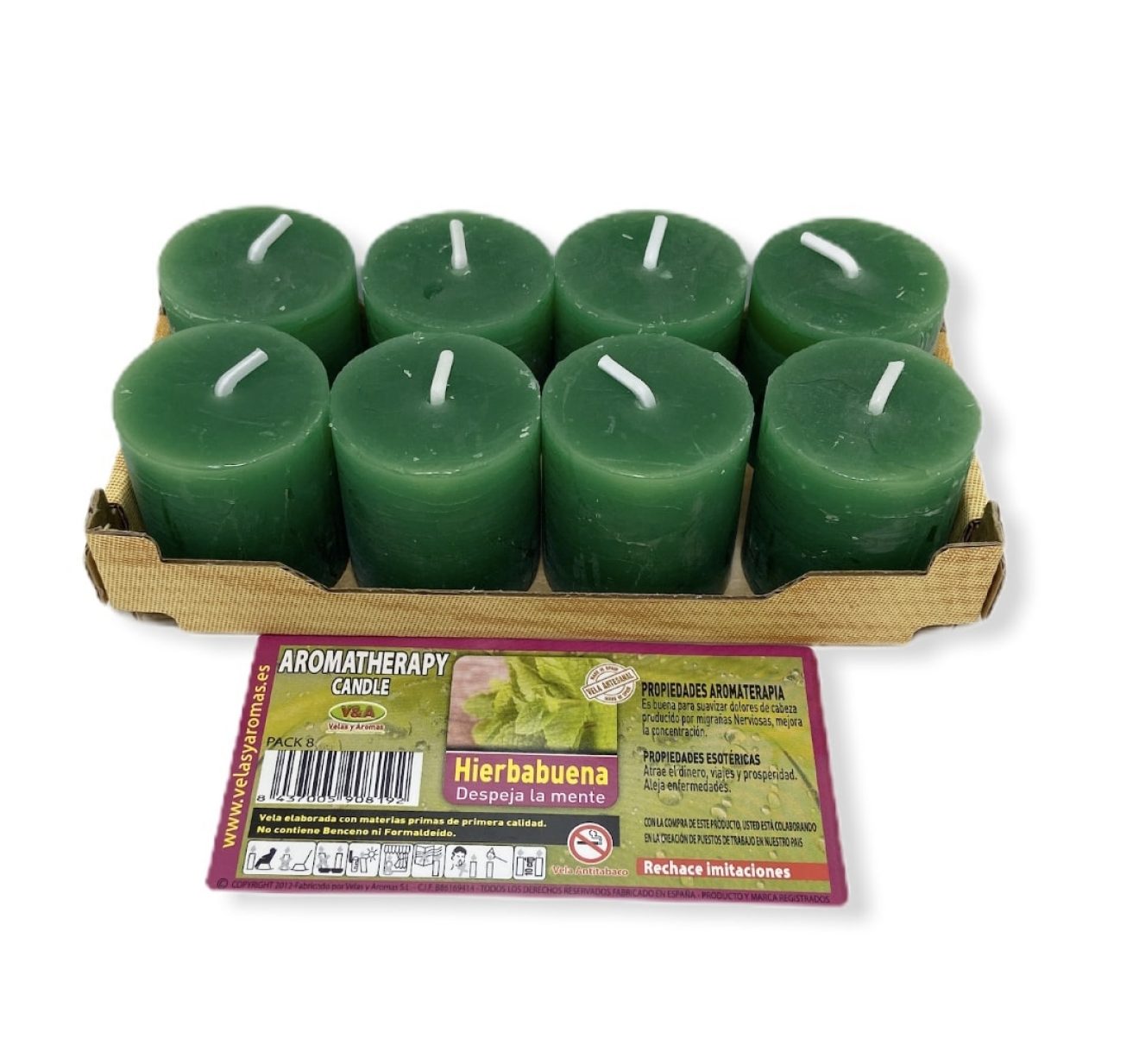 Velas de Hierbabuena en Pack de 8: relájate y disfruta ¡Compra!